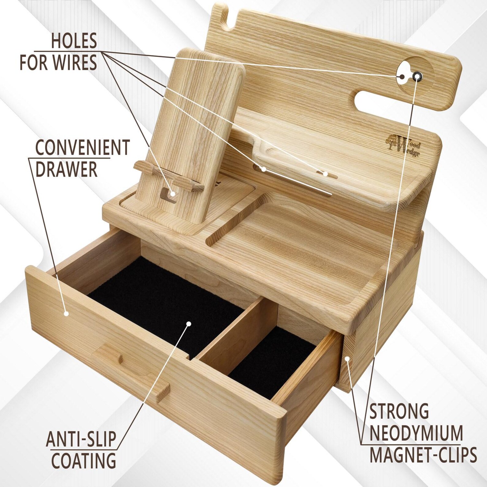 Handcrafted Wooden Docking Station – Universal Organizer for ...