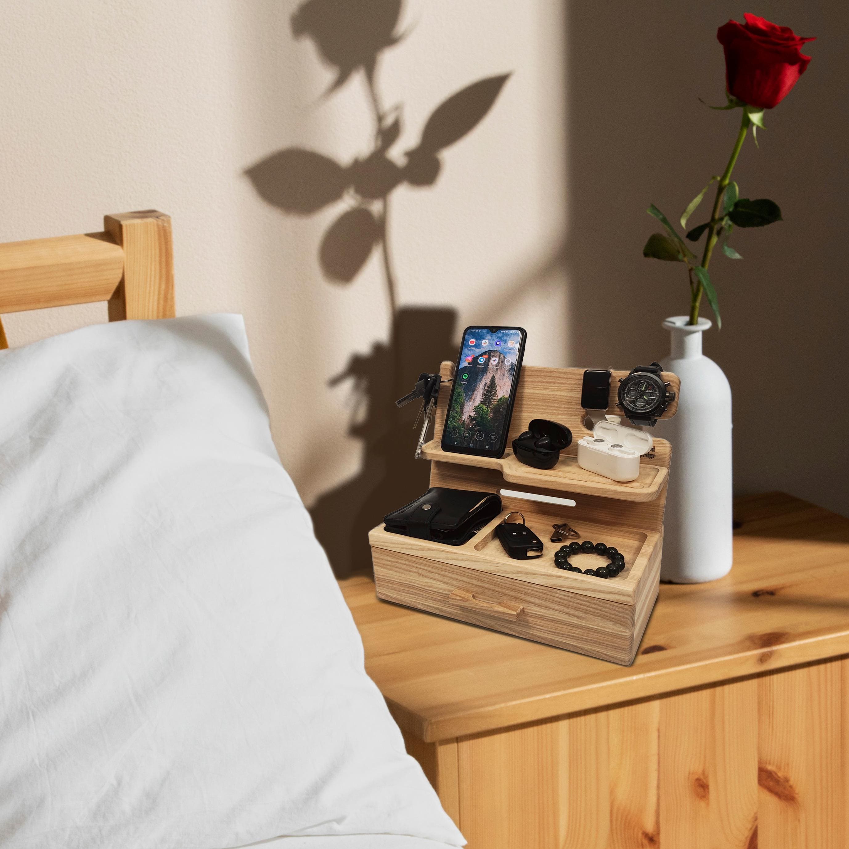 Handcrafted Wooden Docking Station – Universal Organizer for ...