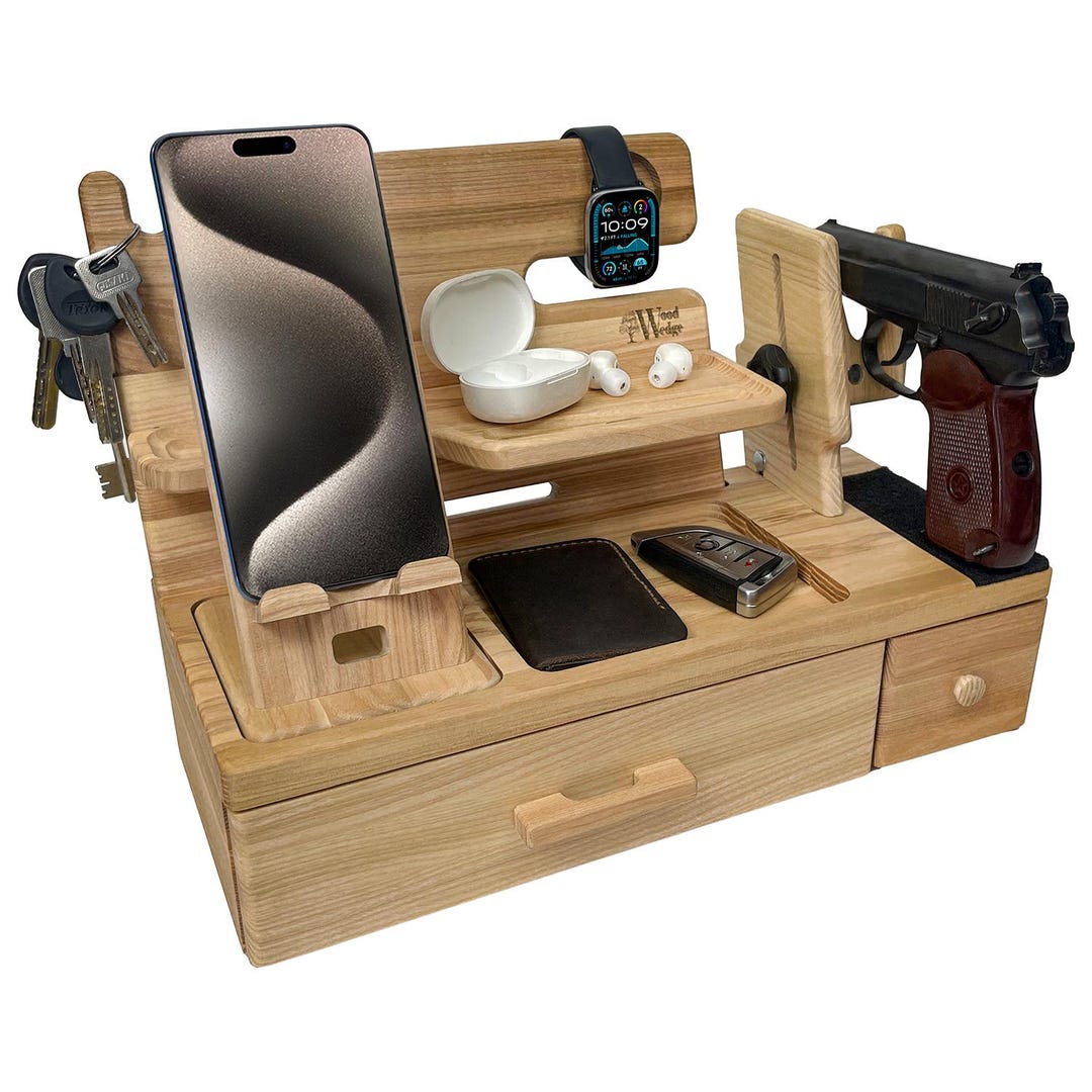Handmade Wooden Docking Station With Gun Holder – Personalized ...