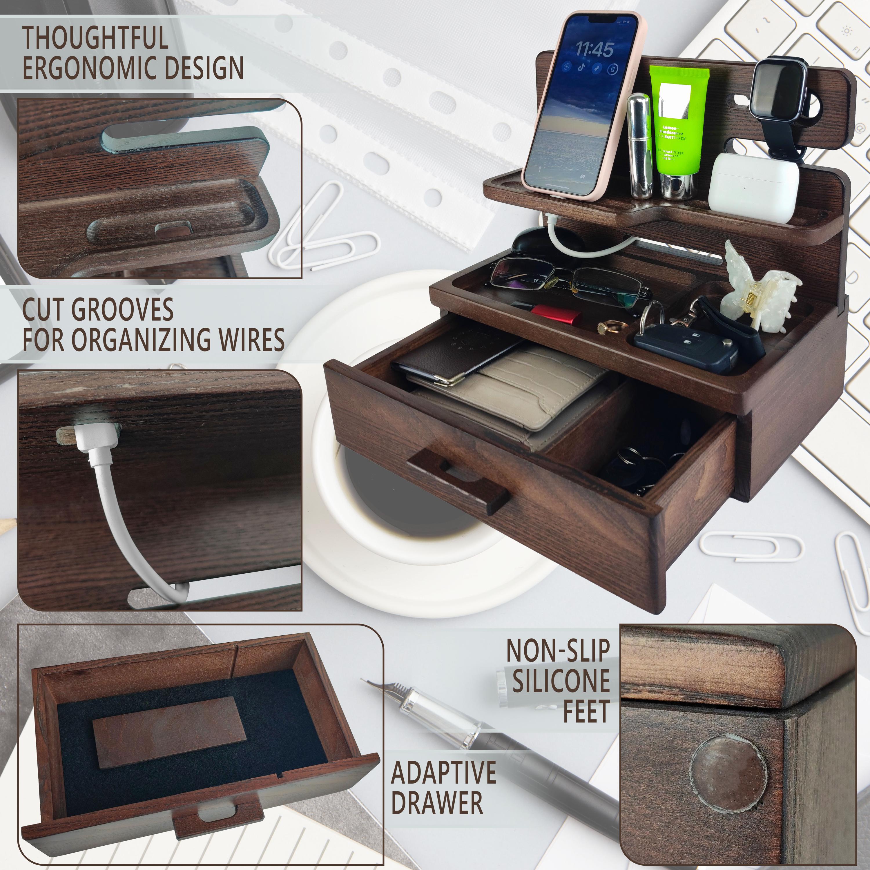 Engraved Wood Docking Station, Desk Organizer for Men, Gift for Husband ...