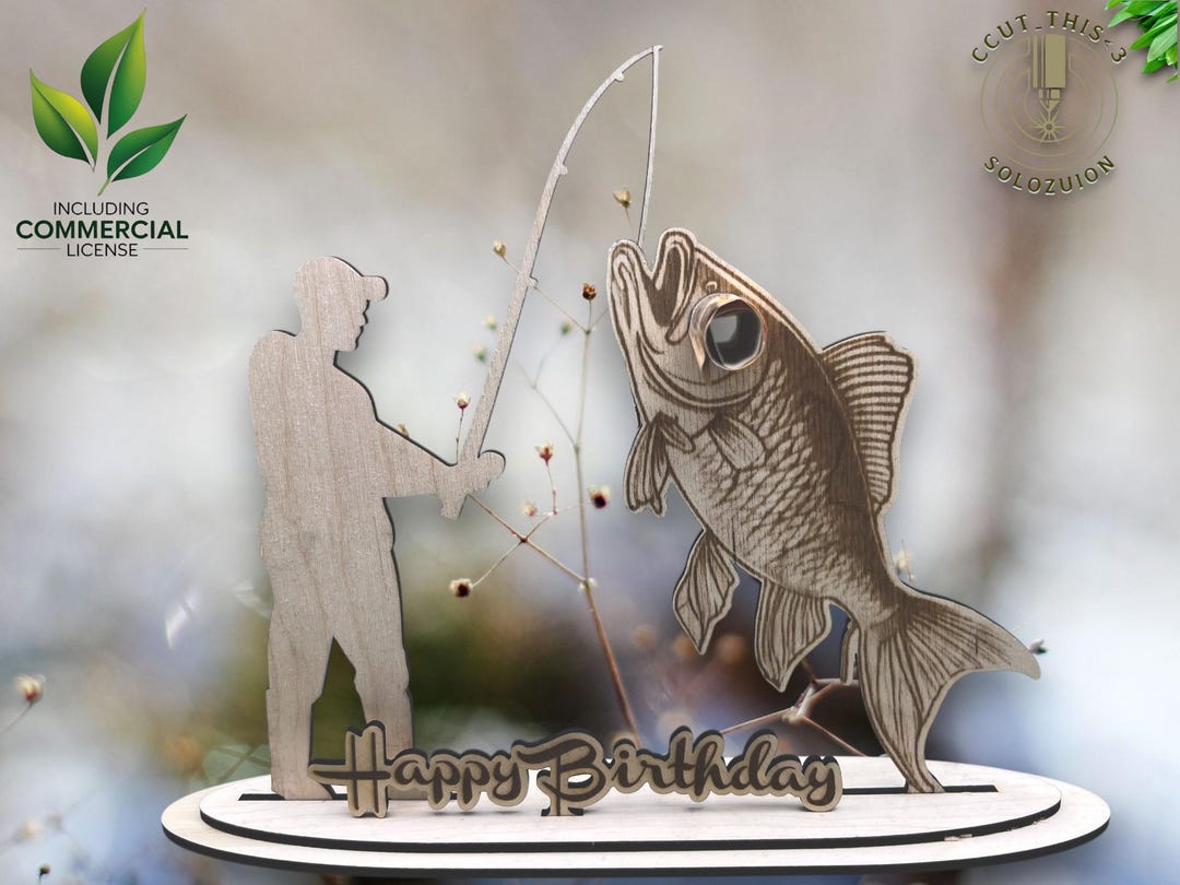 Fishing Luck Made of Wood, Happy Birthday, Svg Angler Cash Gift Fishing ...