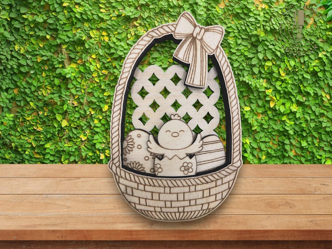 Laser Cut File Easter Basket With Chicks Multilayer DIY Svg Xcs Easter ...