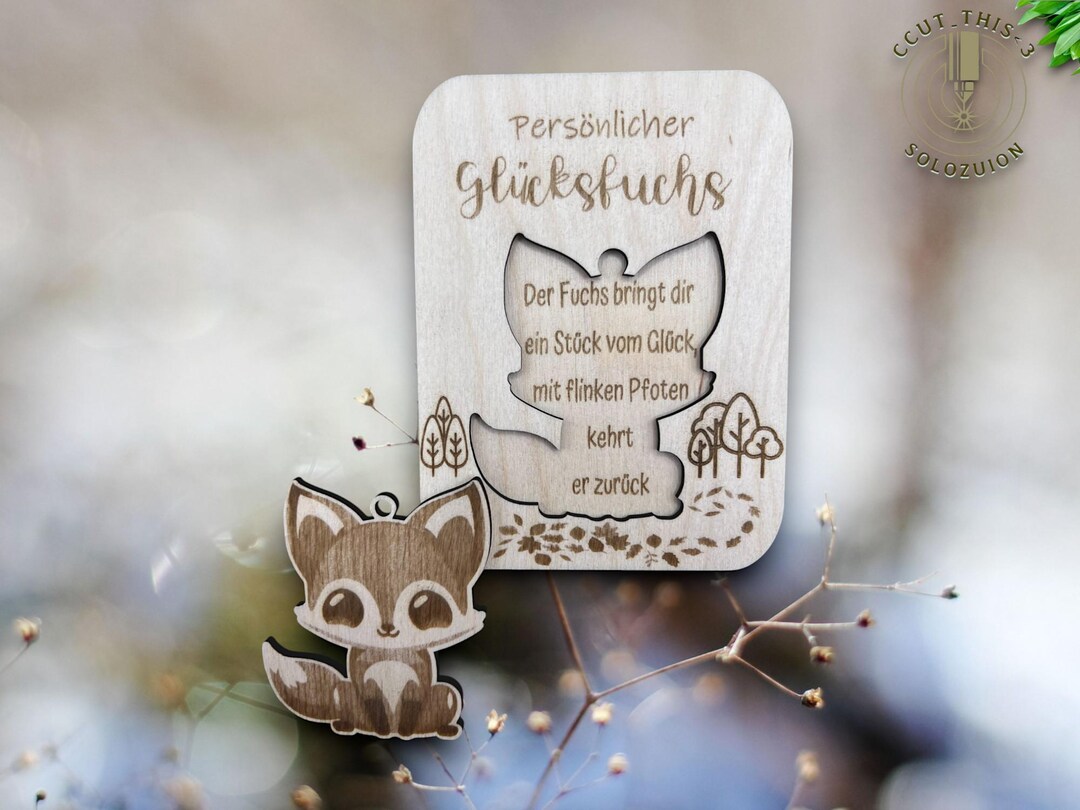 Laser Cut File Lucky Fox Lucky Charm Keychain to Give Away Xcs Svg DIY ...