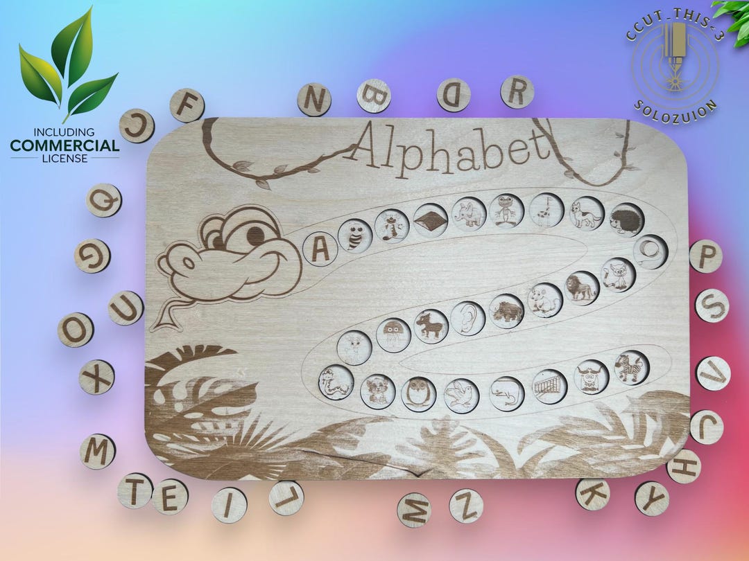 Laser Cut Datei ABC Schlange Alphabet Lernen Kinderspielzeug SVG XCS Laser Cut Datei ABC Schlange Alphabet Lernen Kinderspielzeug SVG XCS