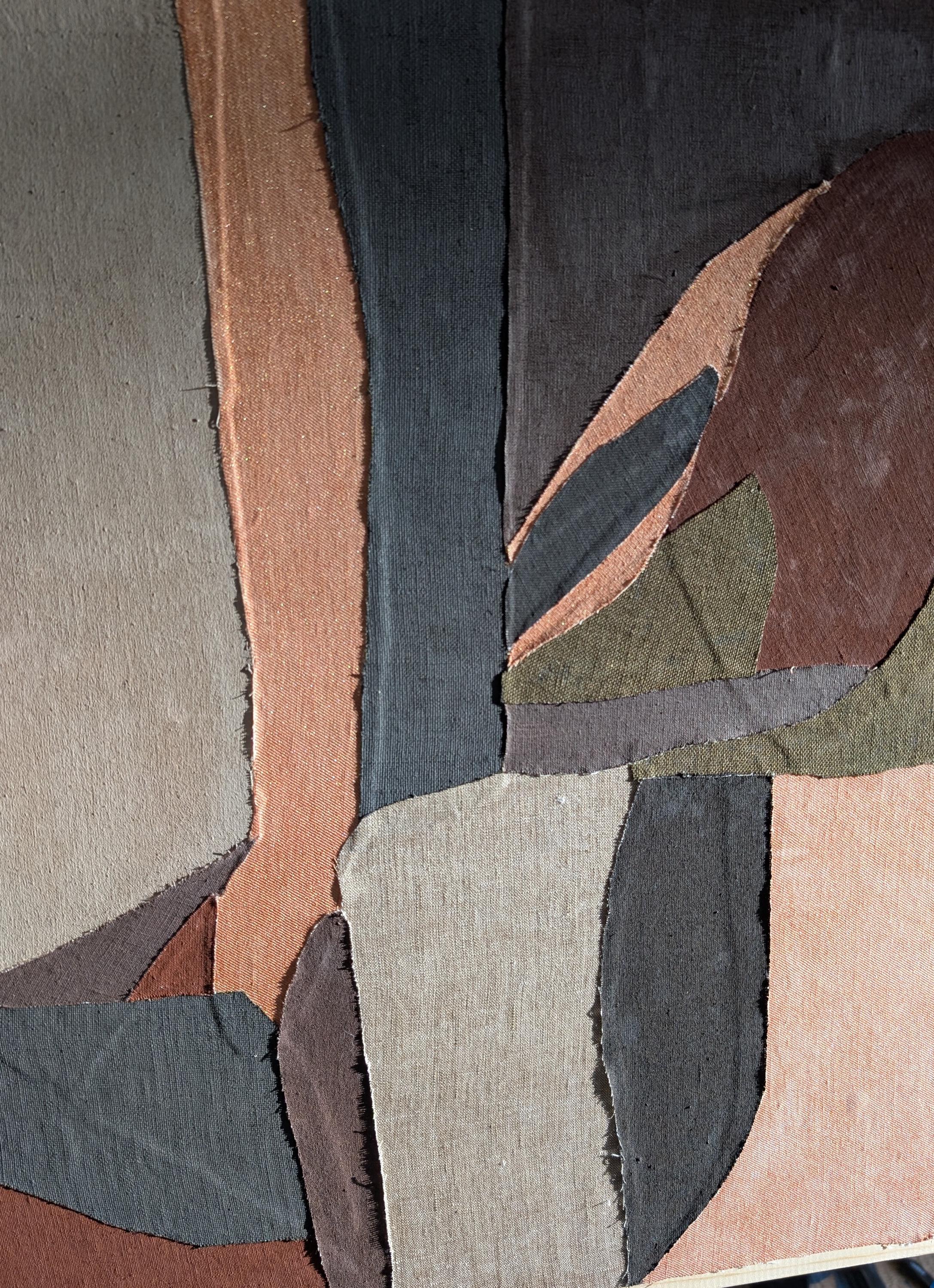 Abstract Art Fabric Collage Wall Art Cotton Linen on Canvas Framed ...