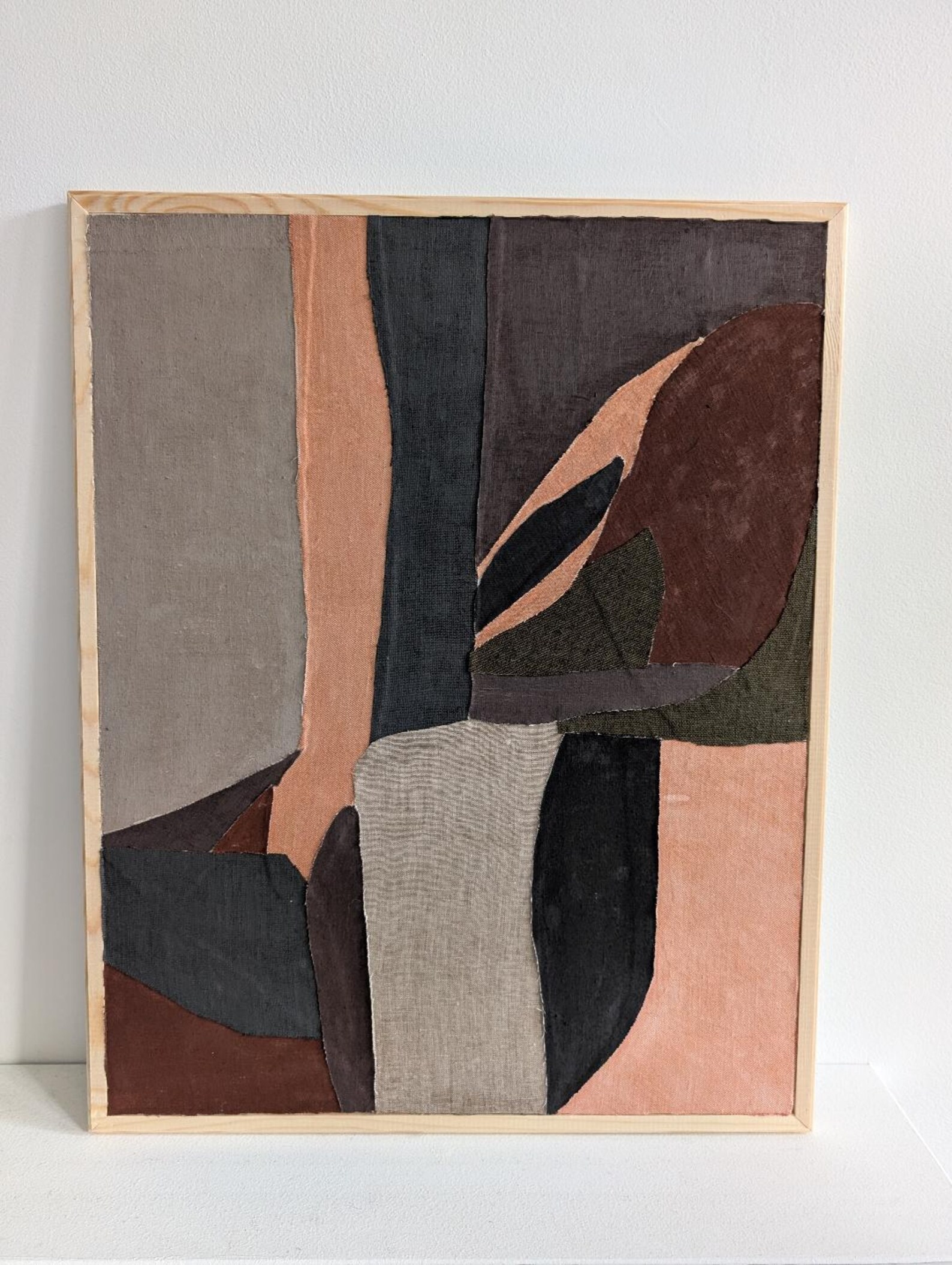 Abstract Art Fabric Collage Wall Art Cotton Linen on Canvas Framed ...