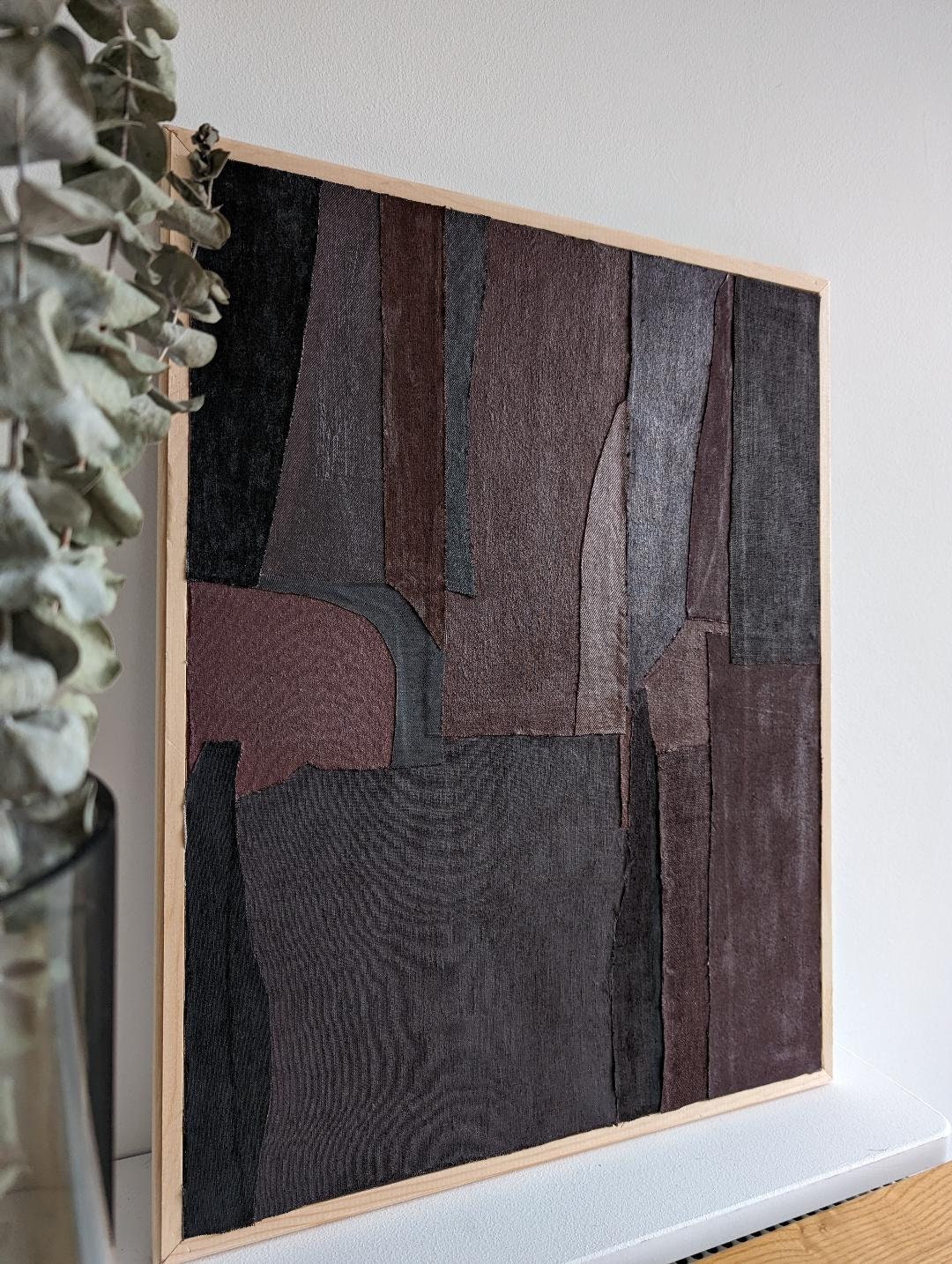 Abstract Art Fabric Collage Wall Art Cotton Linen on Canvas 50x40cm - Etsy