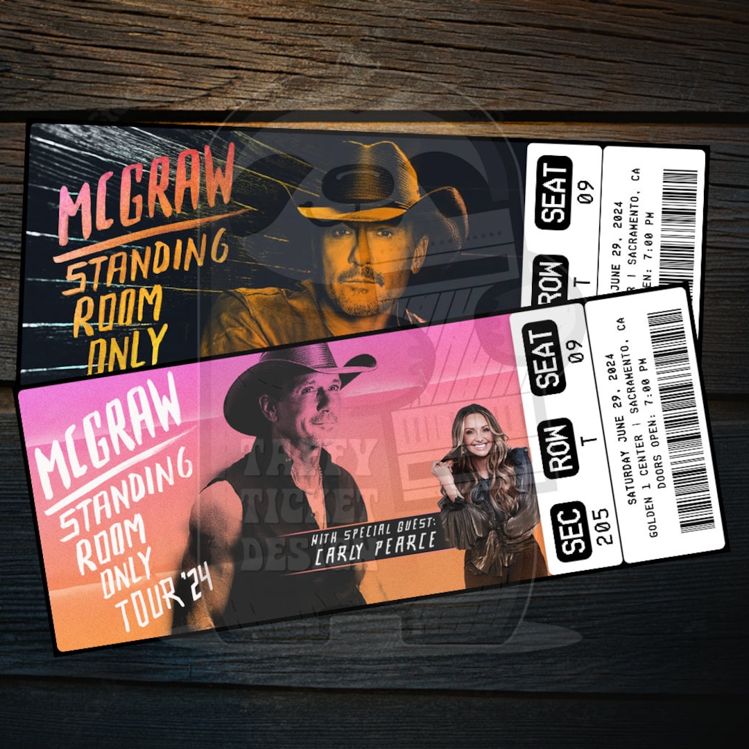 Printable Tim Mcgraw Ticket Standing Room Only Tour Personalized Music ...