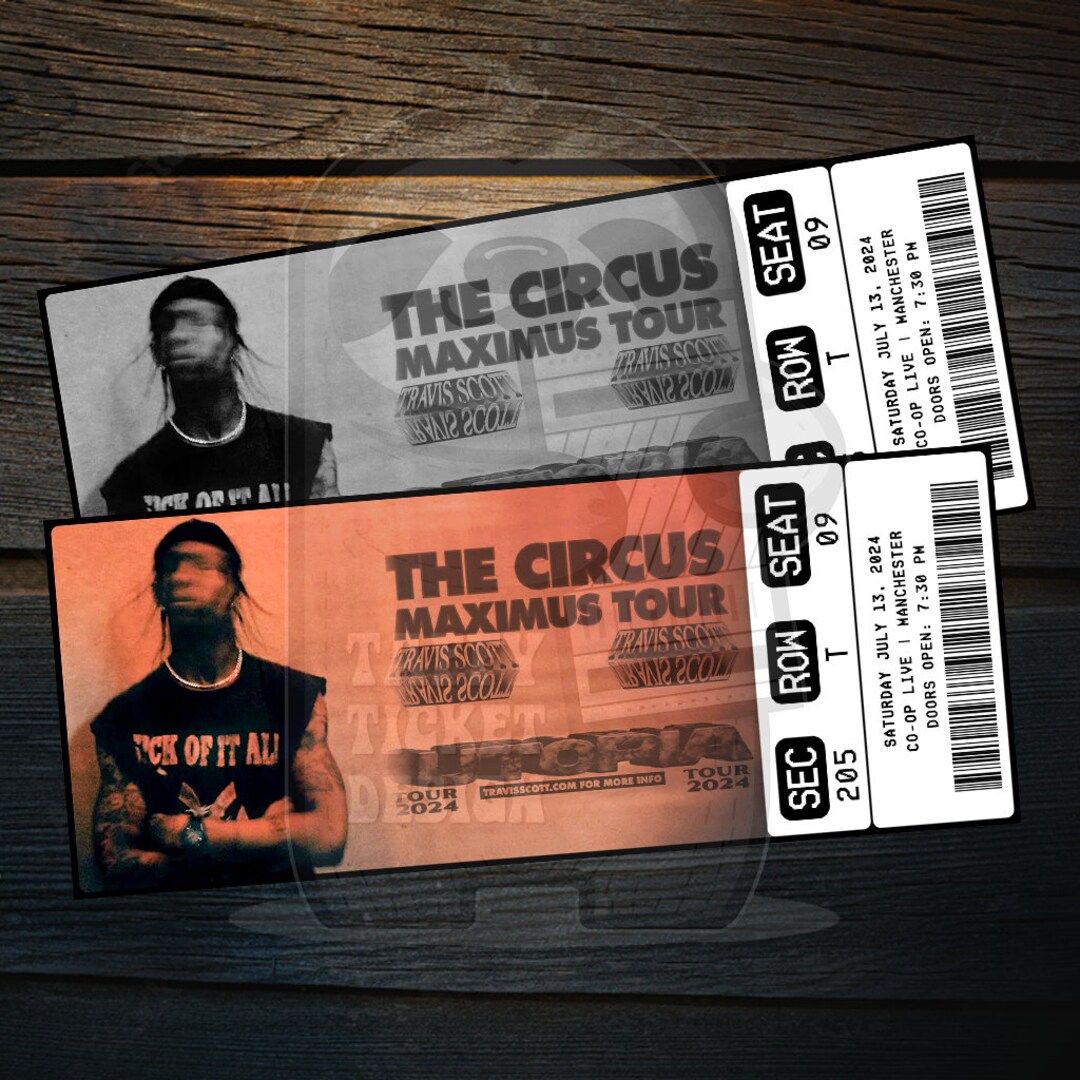 Printable Travis Scott Ticket Utopia Circus Maximus Tour 2024 ...