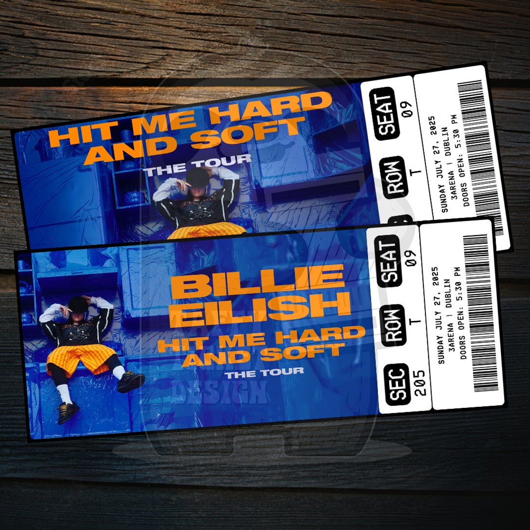 Printable Billie Eilish Ticket Hit Me Hard and Soft Tour Personalized ...