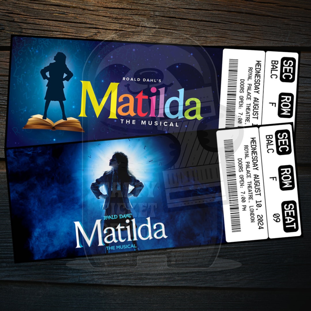 Printable Matilda Musical Theatre Ticket Personalized Broadway/west End Surprise Gift Reveal ...