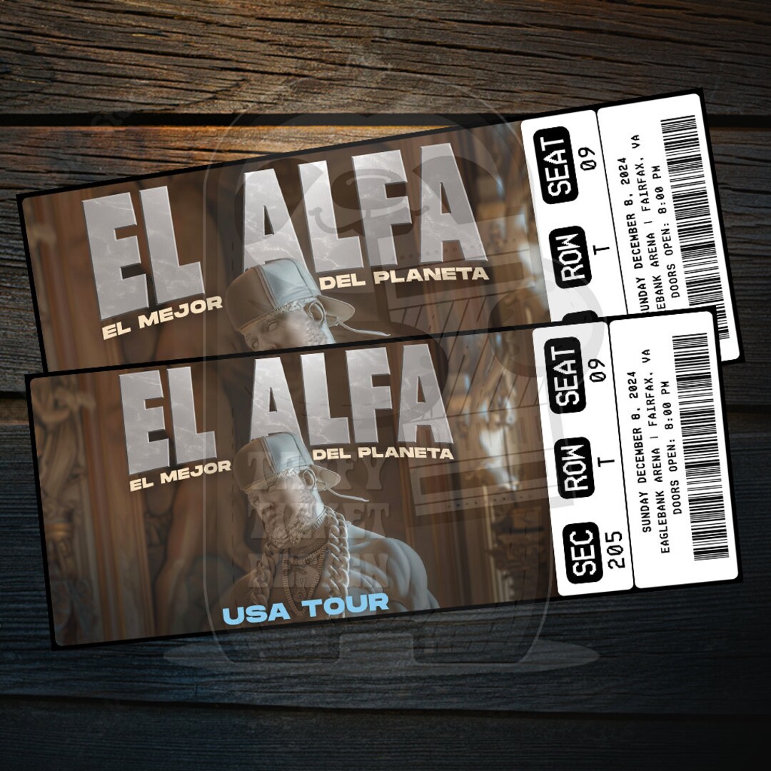 Printable El Alfa Ticket El Mejor Del Planeta Tour Personalized Music ...