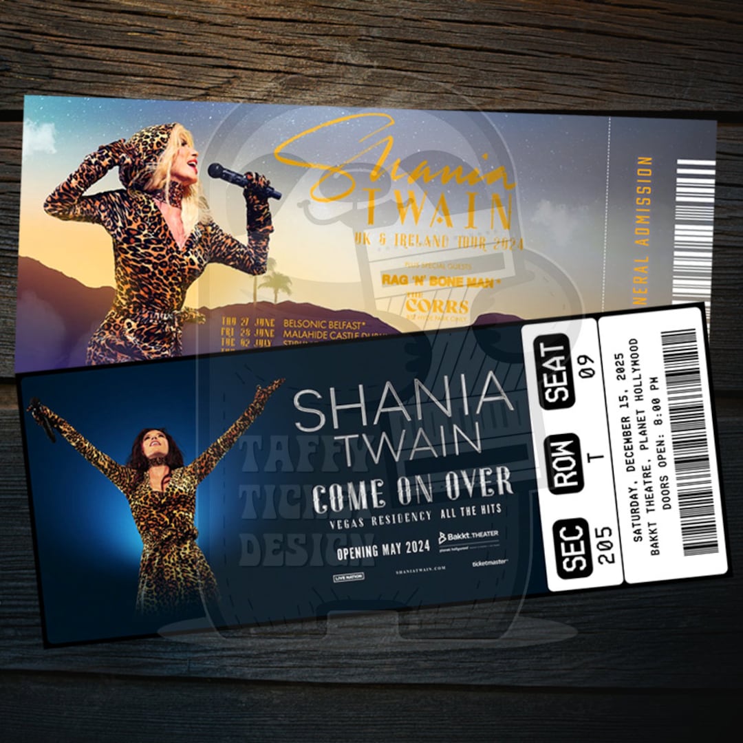Printable Shania Twain Ticket Come on Over Tour Personalized Music ...