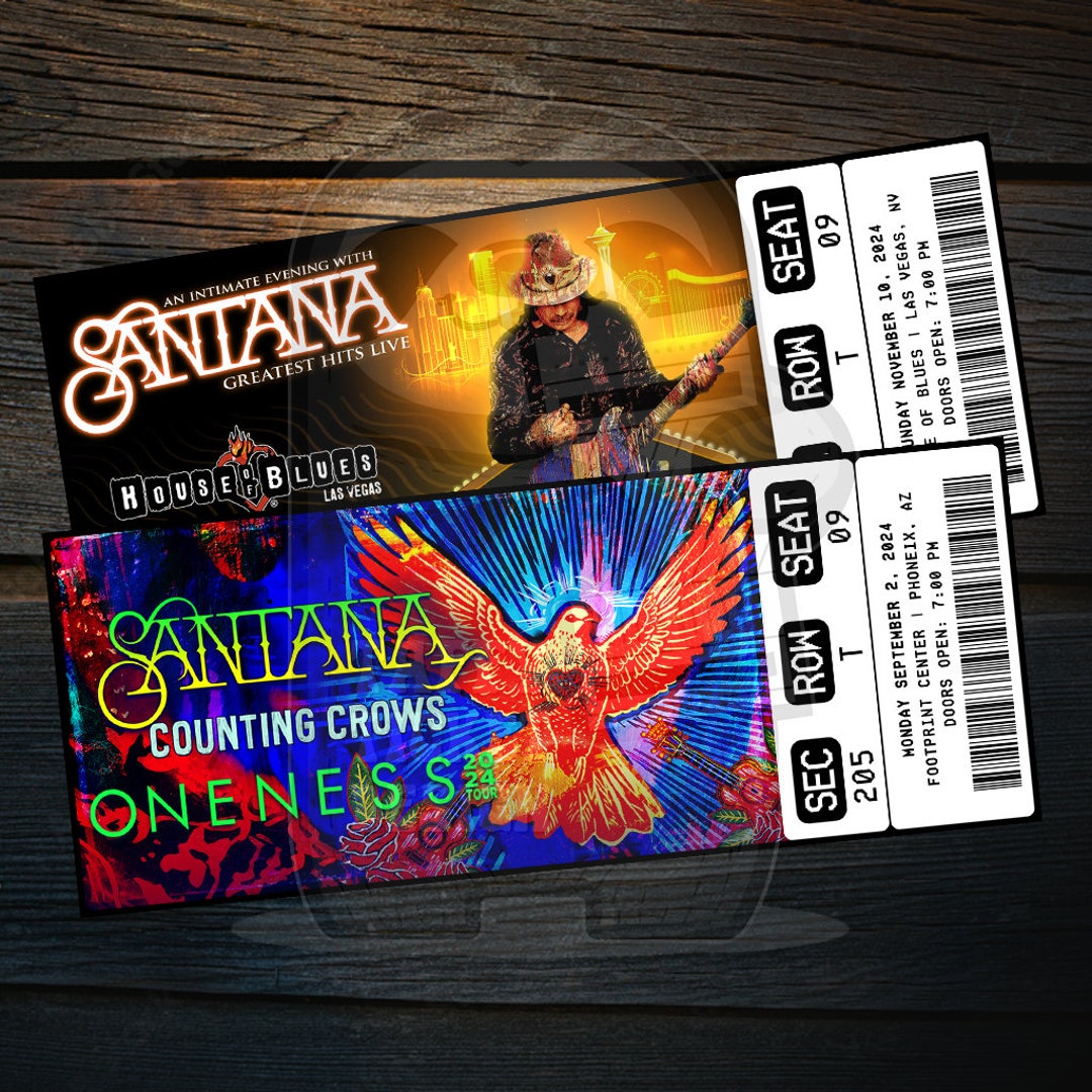 Printable Santana & Counting Crows Ticket Oneness Tour 2024 ...