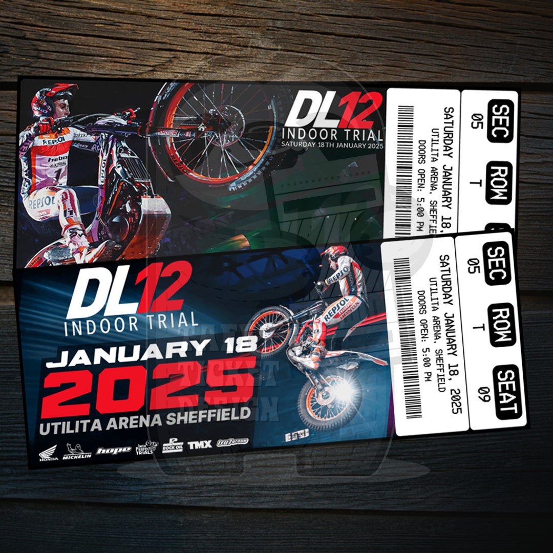 Printable DL12 Indoor Trial Ticket 2025 Personalized Motorcycle Event ...