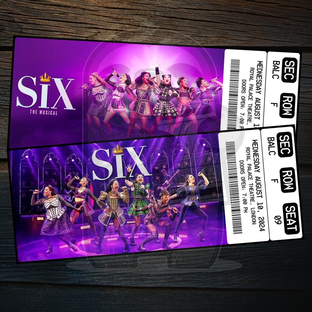 Printable Six the Musical Theatre Ticket Personalized Broadway/west End Surprise Gift Reveal ...