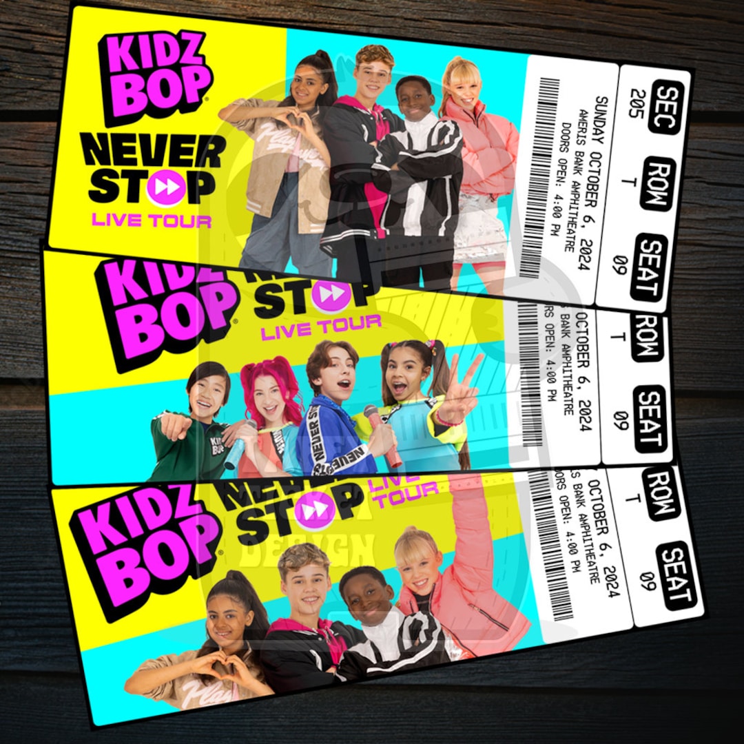 Printable Kidz Bop Ticket Never Stop Live Tour Personalized Music ...