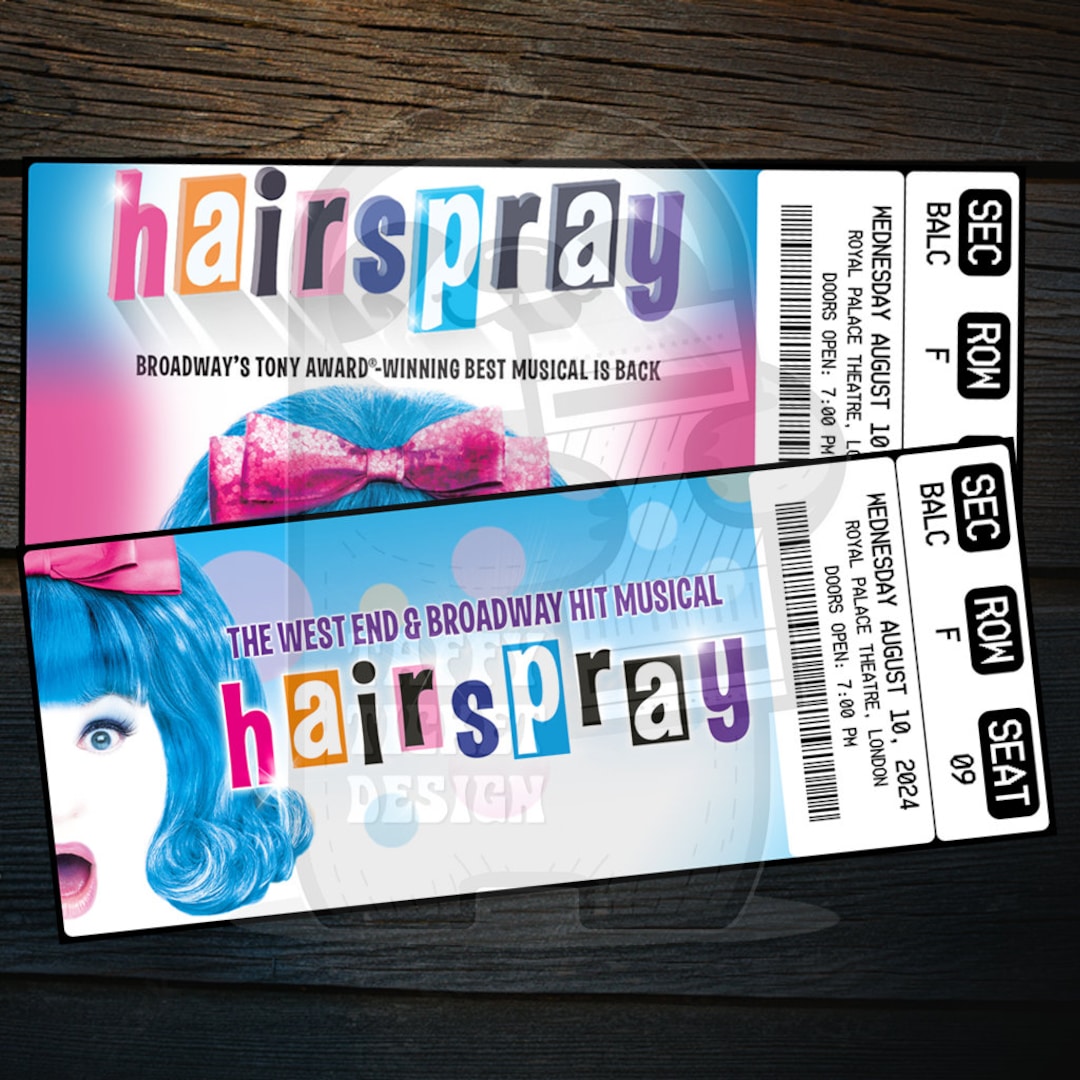 Printable Hairspray Musical Theatre Ticket Personalized Broadway/west ...