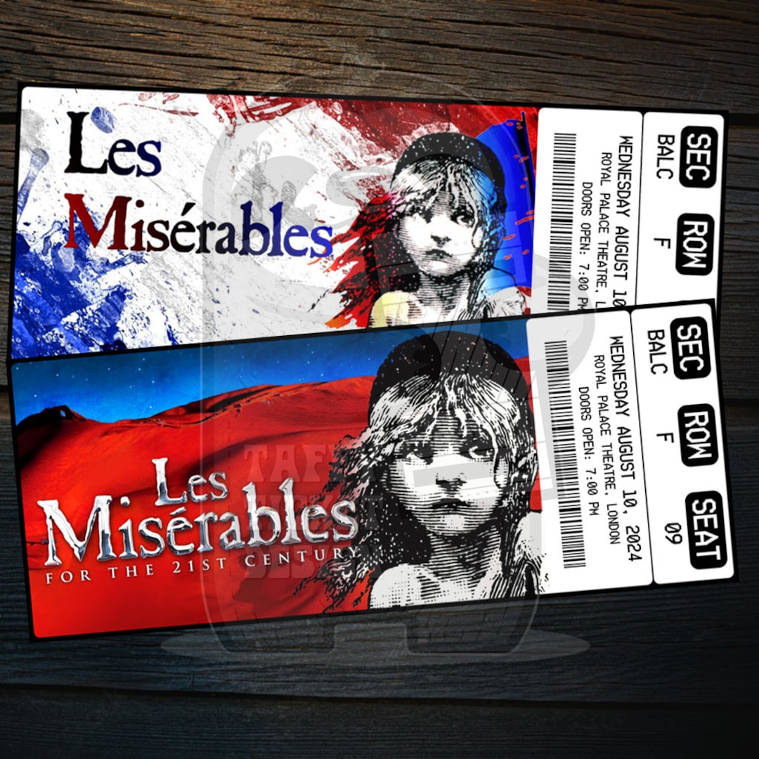 Printable Les Miserables Musical Theatre Ticket Personalized Broadway/west End Surprise Gift ...