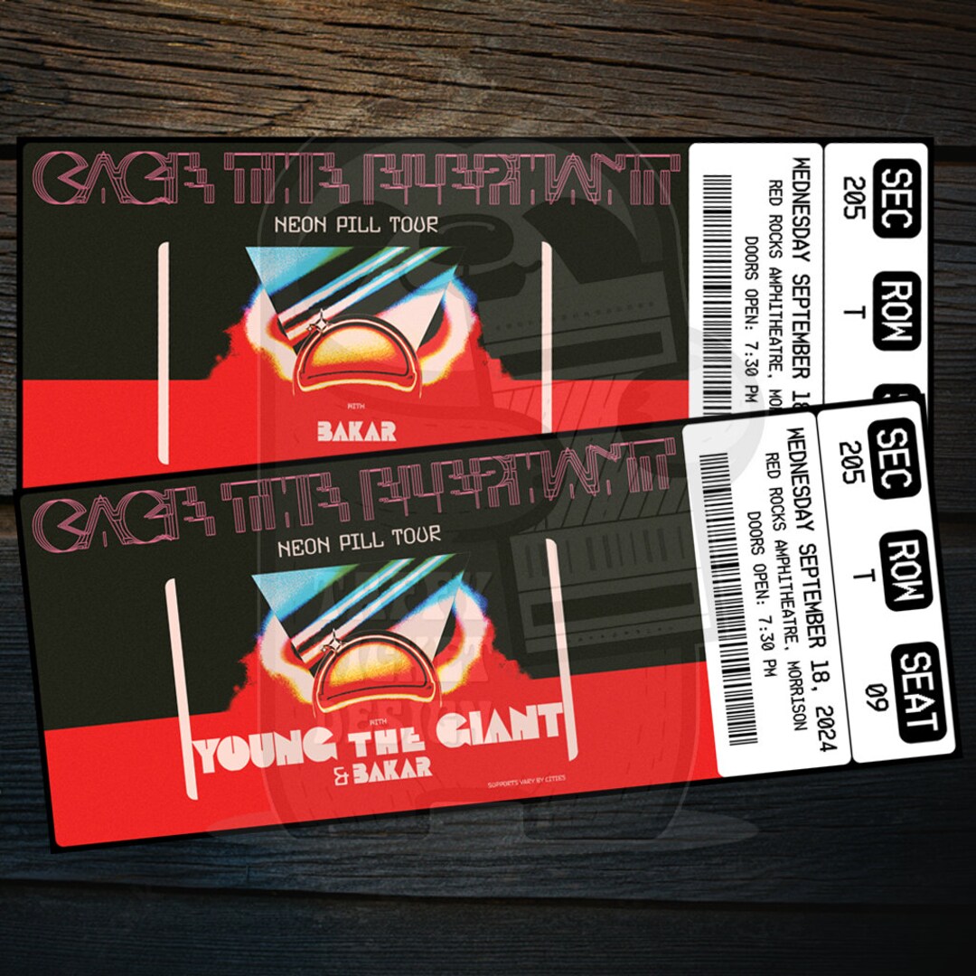 Printable Cage the Elephant Ticket Neon Pill Tour Personalized Music ...