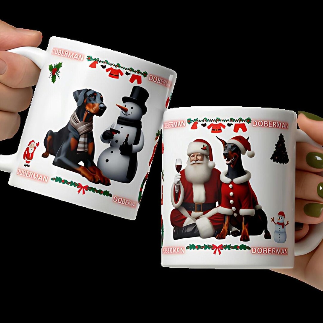 Doberman Dog Christmas Scene - Coffee Mug - Etsy
