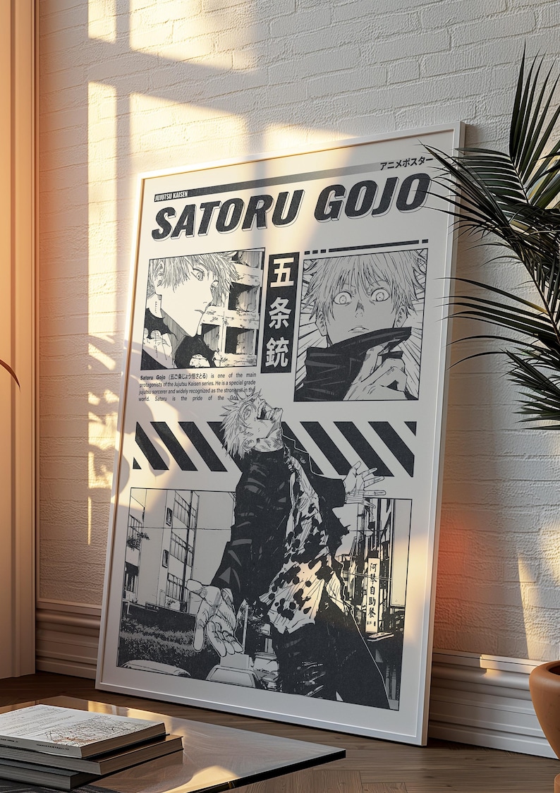 Jujutsu Kaisen Satoru Gojo Poster Manga Art Anime Wall Print Minimalist ...