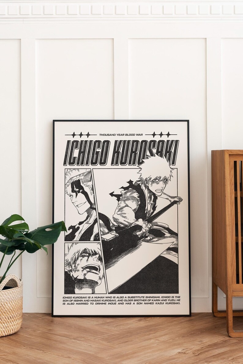 Ichigo Kurosaki Manga Poster. Bleach Anime Wall Decor, Digital Download ...