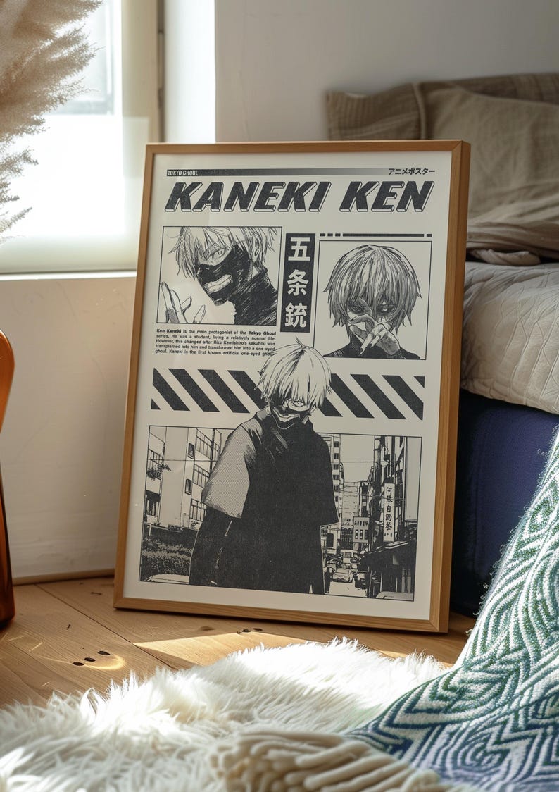 Tokyo Ghoul Kaneki Ken Poster Manga Art Anime Wall Print Minimalist ...