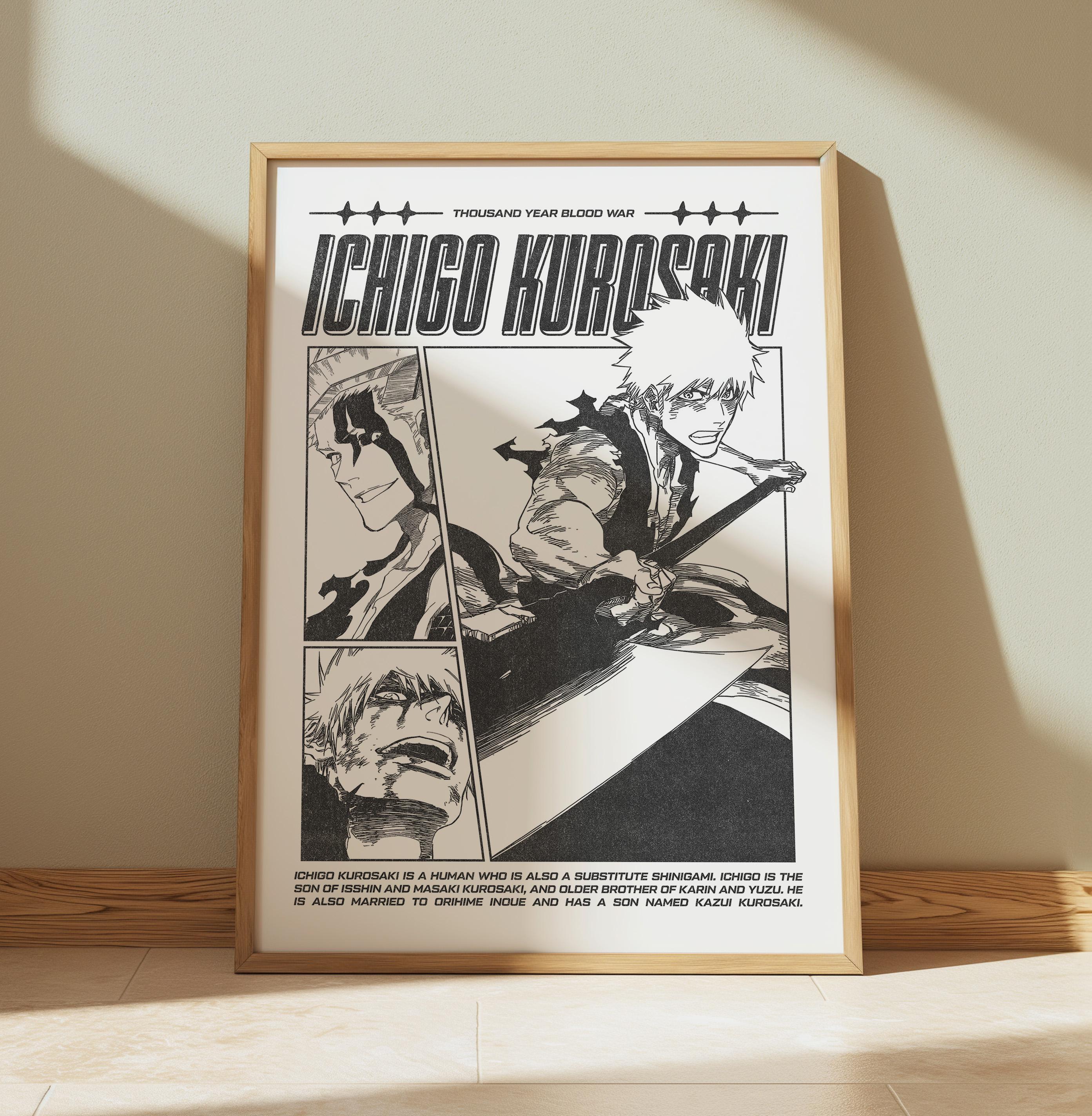 Ichigo Kurosaki Manga Poster. Bleach Anime Wall Decor, Digital Download ...