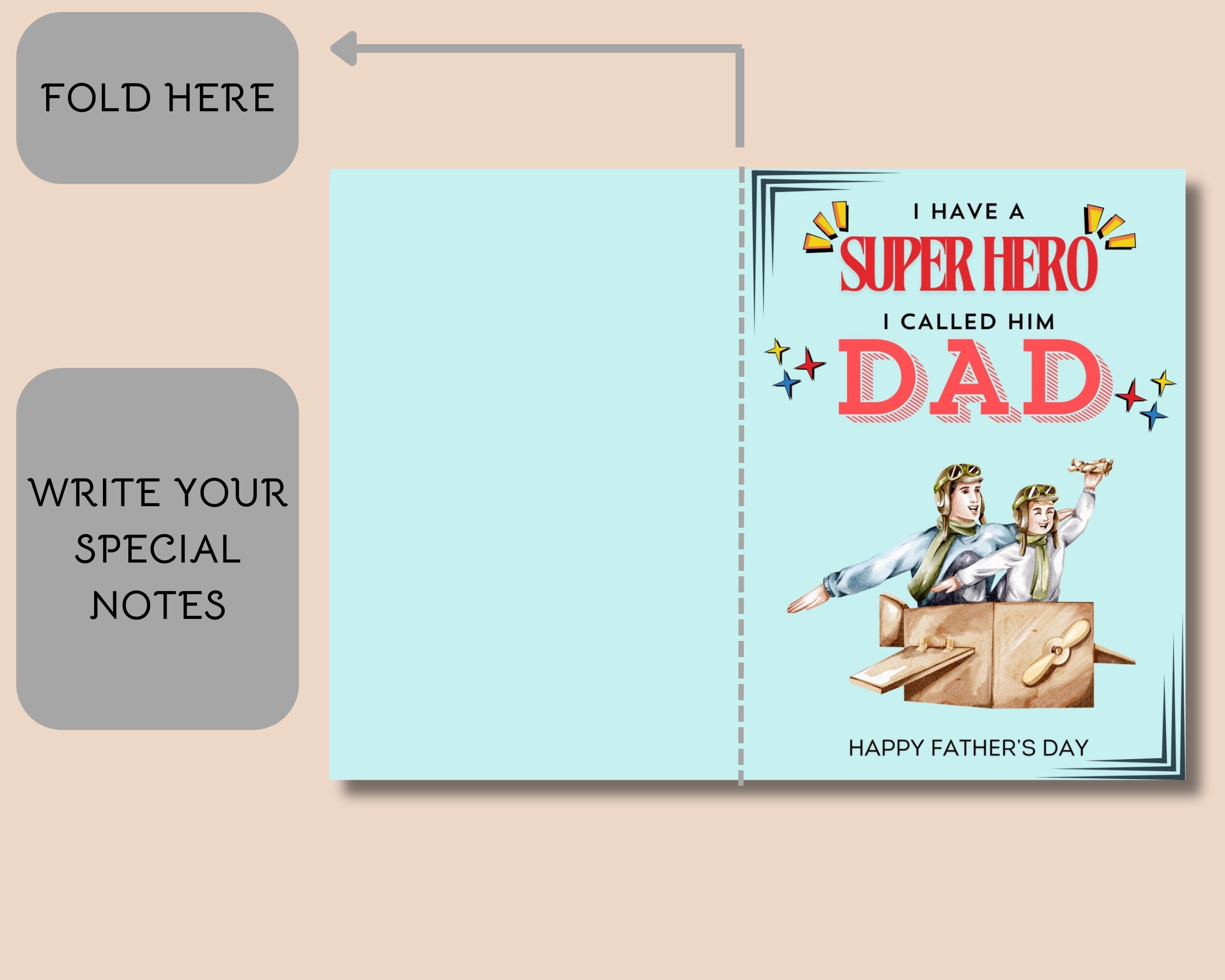 Happy Father's Day Digital Card/ Printable Superhero Themed Father's ...