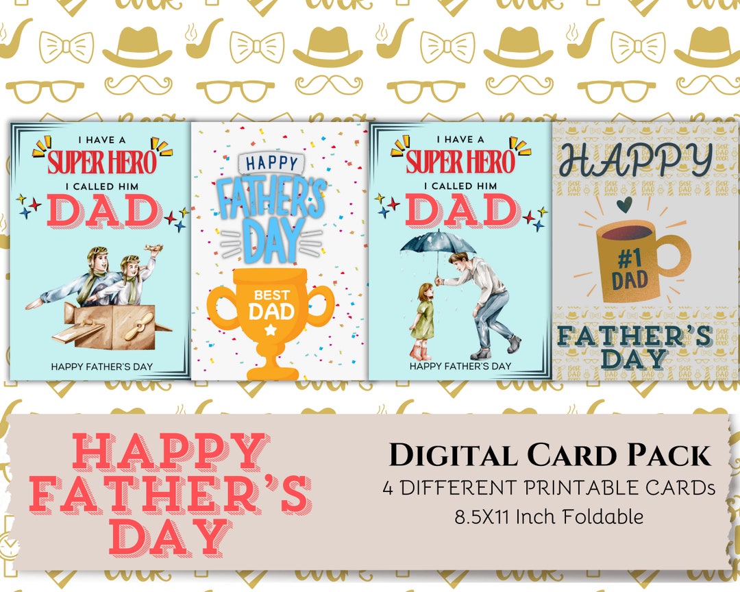 Happy Father's Day Digital Card/ Printable Superhero Themed Father's ...
