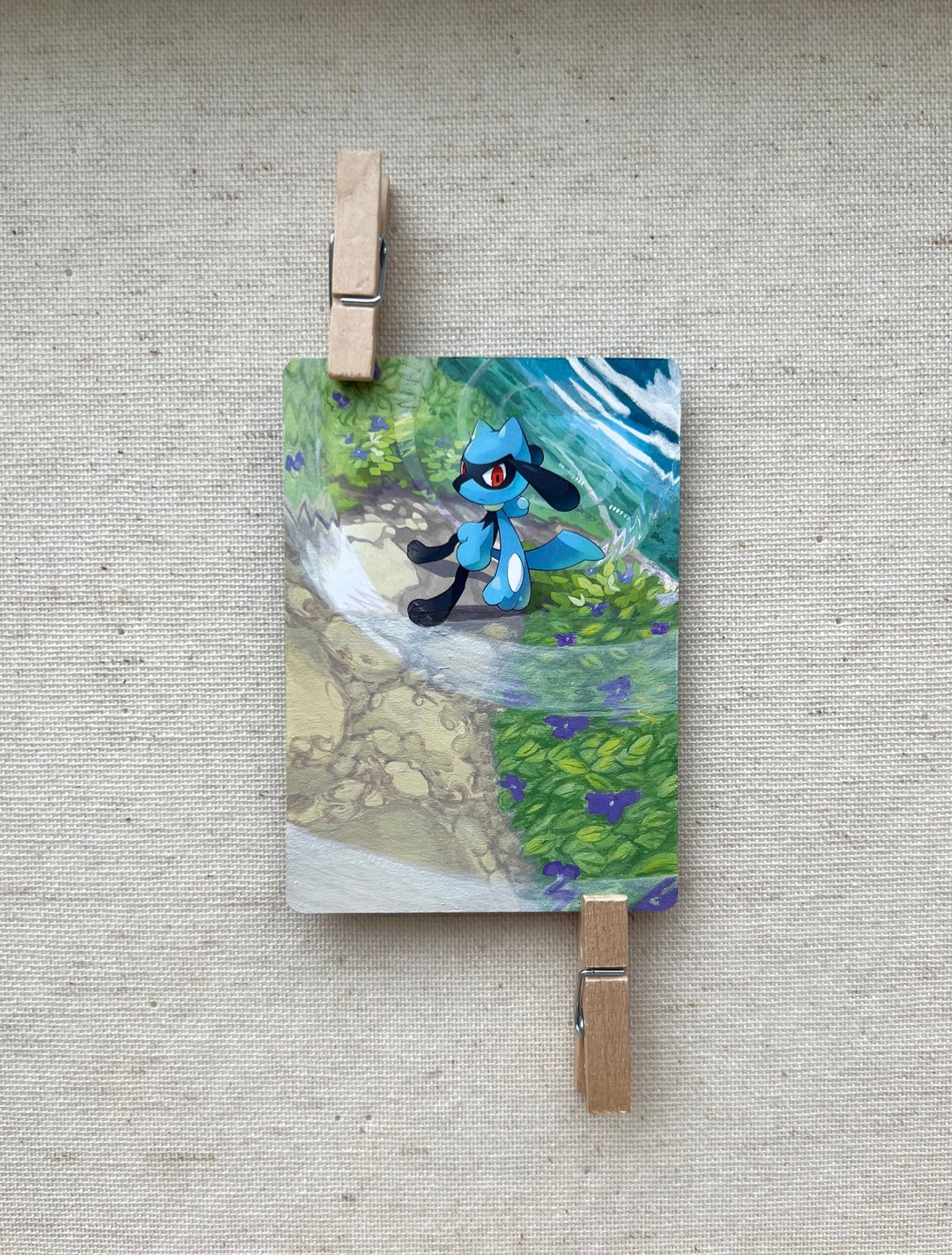 Hand Painted Riolu Pokemon Card - Etsy