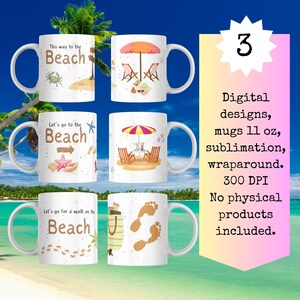 Beach Themed Mug Designs, Beach House Mug, Gift for Mother, Wraparound ...