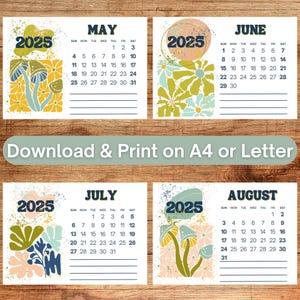 Retro Abstract Flower 2025 Monthly Calendar Bundle Floral Botanical 12 ...
