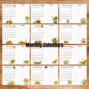 2025 Yearly Monthly Calendar Planner Organizer Digital Download ...