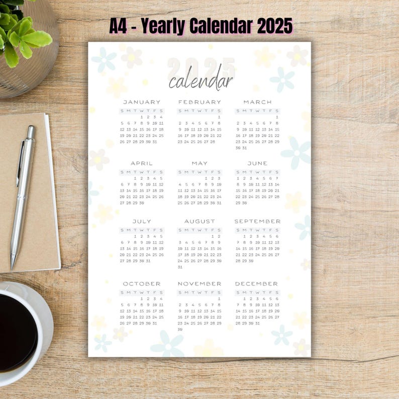 2025 Yearly and Monthly Calendar Basic Planner Digital Download ...