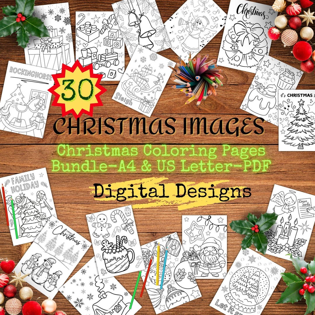 Christmas Coloring Pages Children Family & Adults 30 High Quality ...
