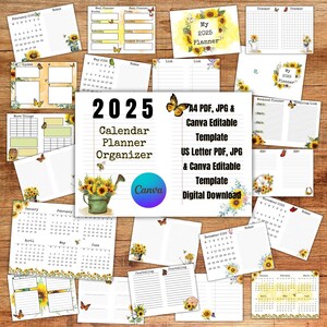 2025 Yearly Monthly Calendar Planner Organizer Digital Download ...