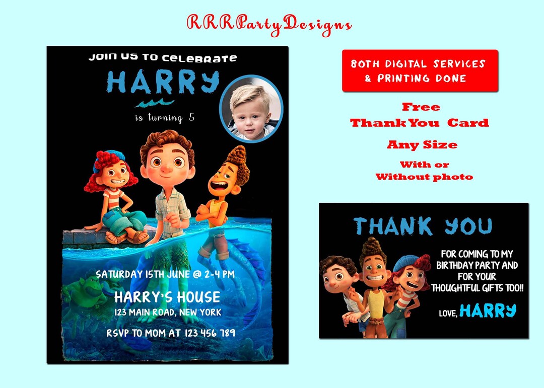 Luca Birthday Invitation Luca Digital Kids Invitation Luca Party Invite ...