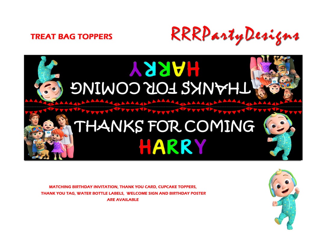 Cocomelon Bag Topper Cocomelon Bag Toppers Cocomelon Favor Tags Party ...