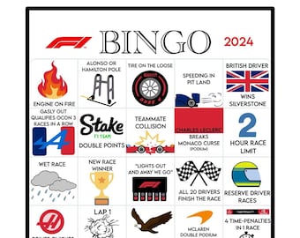 F1 Bingo Card 2024 Pack of 5 - Etsy