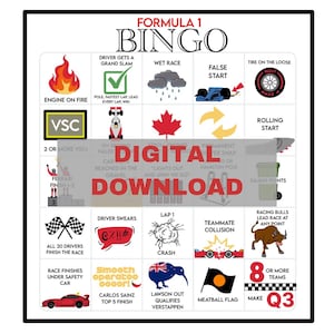 F1 Bingo Card 2025 - Template 3 - Etsy