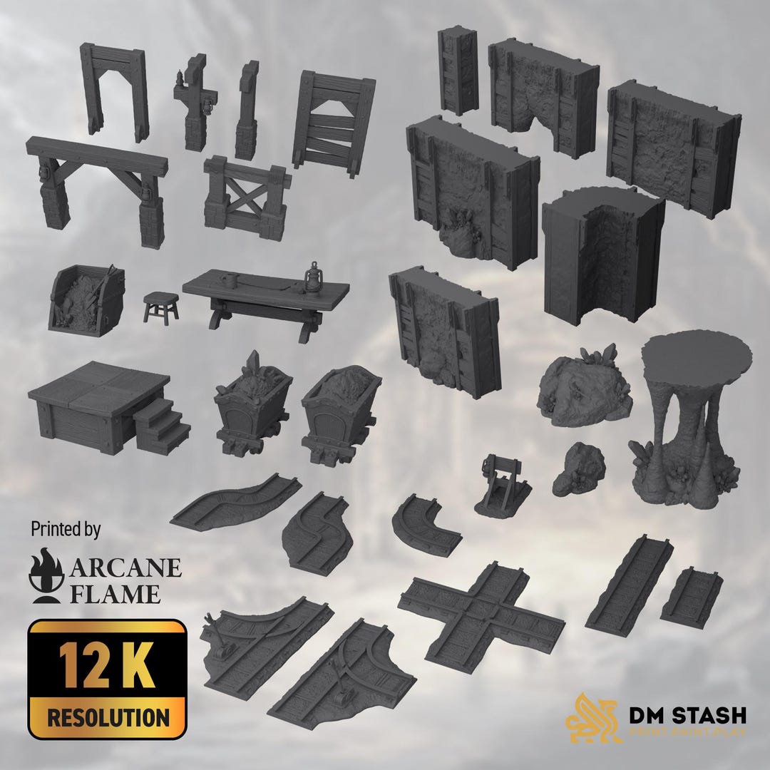Dwarven Mine Terrain 3D Printed Modular Design Dnd TTPRG - Etsy