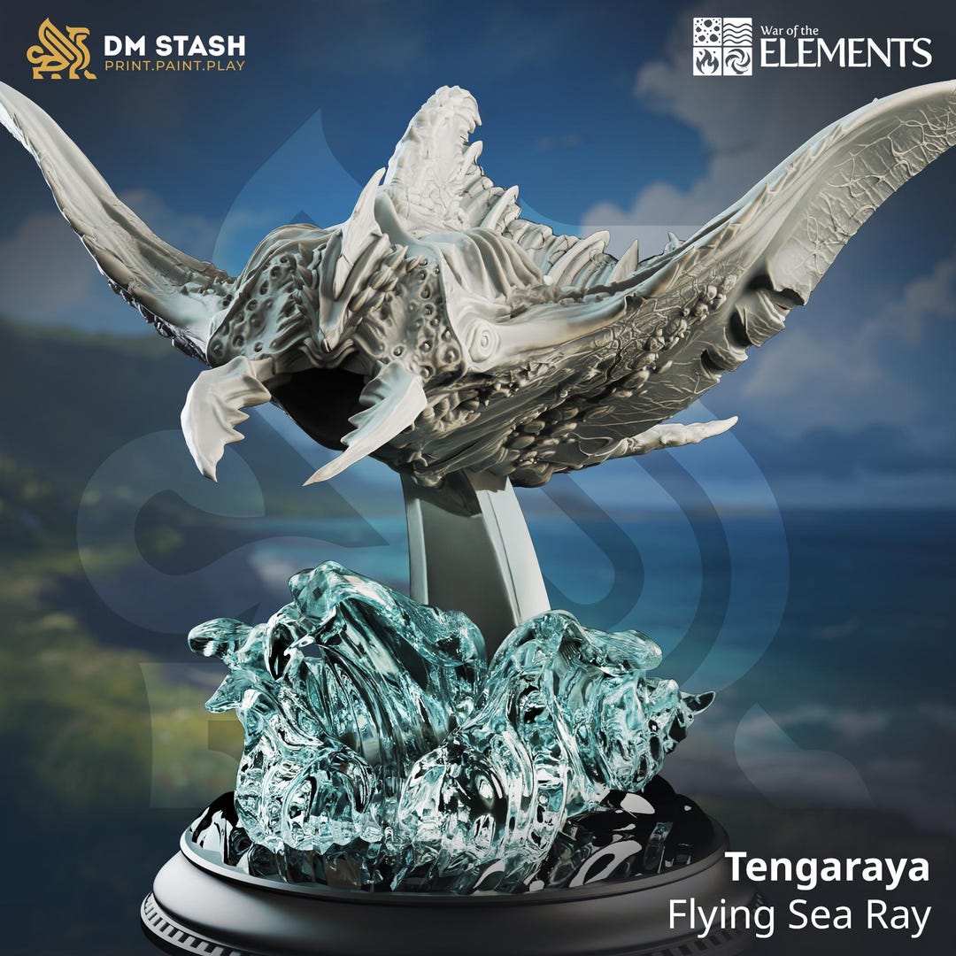 3D Printed Flying Sea Ray Dnd Creature 3D Printed Miniature for TTRPG ...