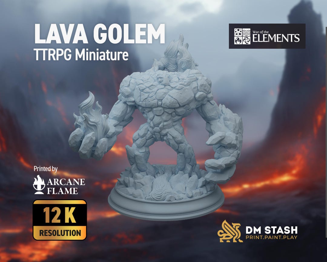 Lava Golem | Fire Giant | Elemental | 3D Printed Miniatures for TTRPG ...