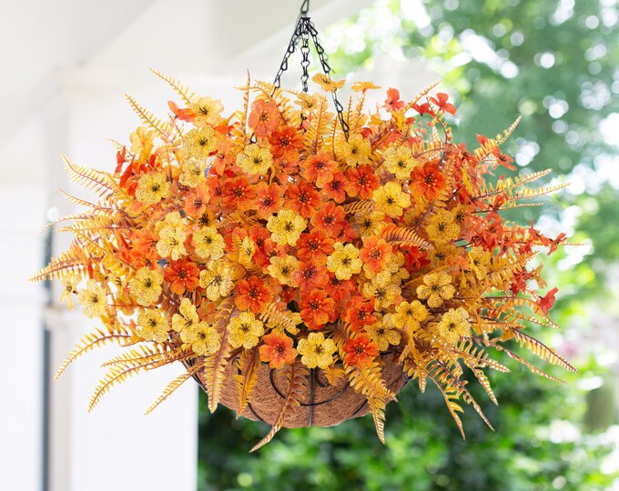 Large Faux Fall Leaves & Pumpkin Door Basket-fall Door Basket-fall ...