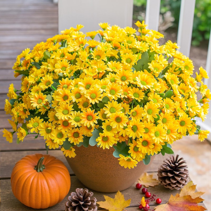 Outdoor Fake Yellow Mums - Etsy