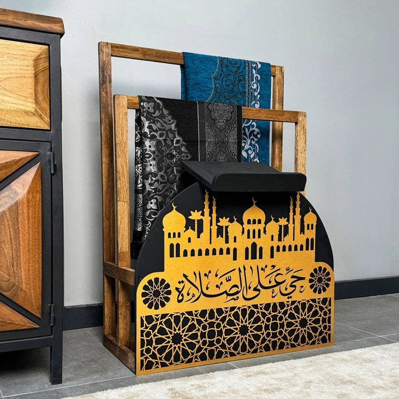Prayer Rug Holder Prayer Mat Storage Quran Stand Ramadan Decoration Eid ...
