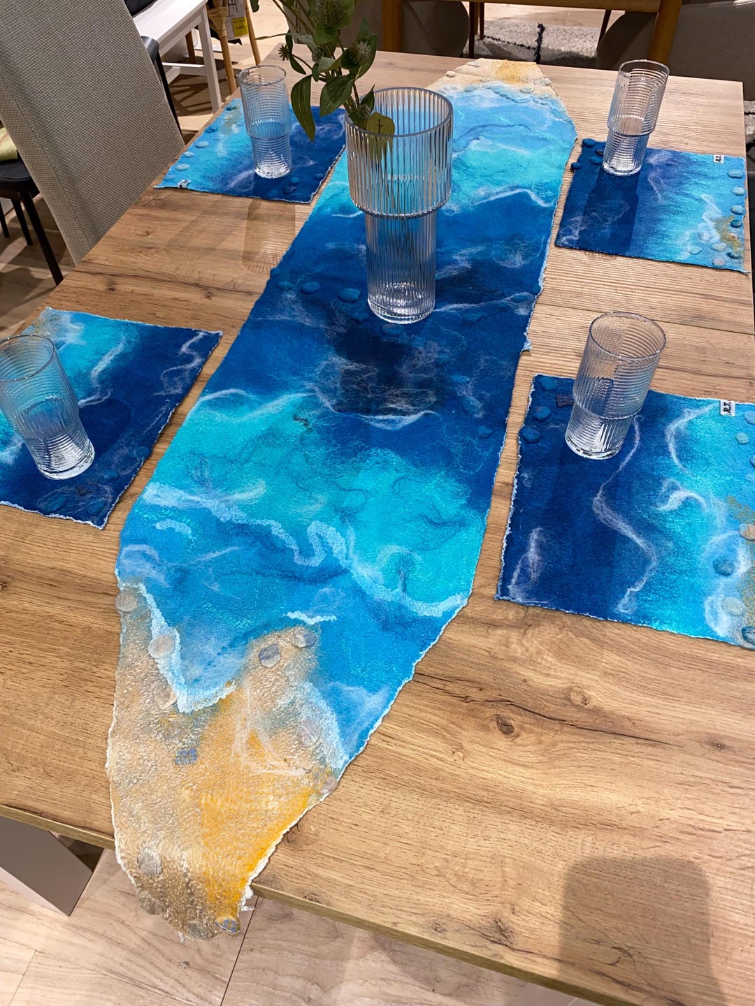 Felt Table Set Marine/nautical Theme,felt Table Runner,wool Tablecloth ...