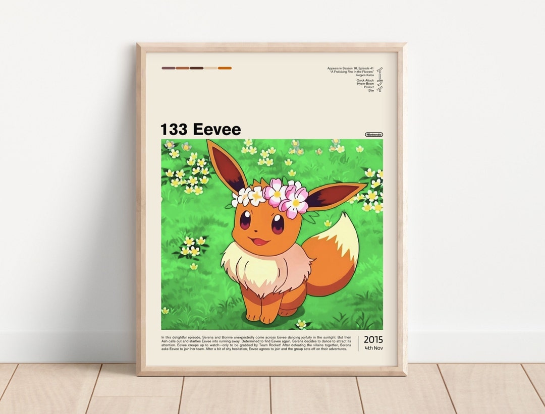Eevee Anime Art, 90s Pokemon Poster Gift for Her, Retro Nintendo ...